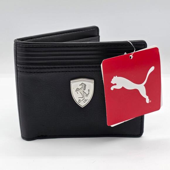 Puma | Bags | Authentic Puma Ferrari Logo Black Bifold Mens Wallet ...